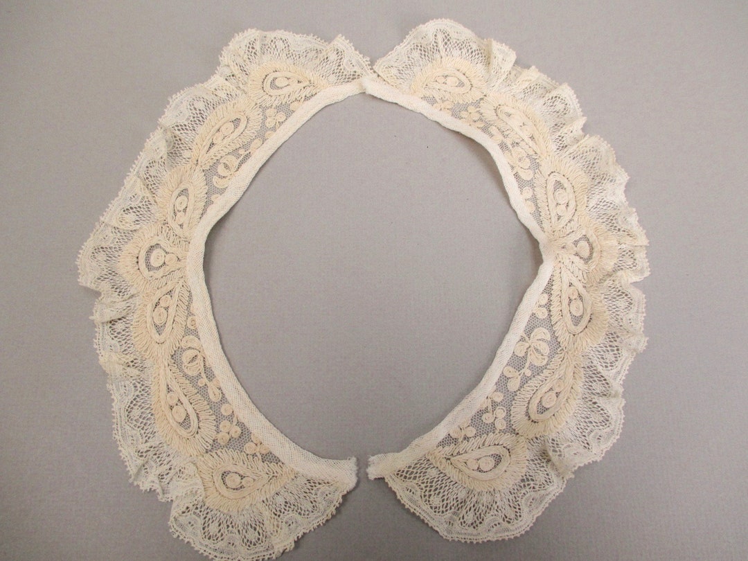 Antique Lace Collar W Tambour Embroidery Victorian - Etsy