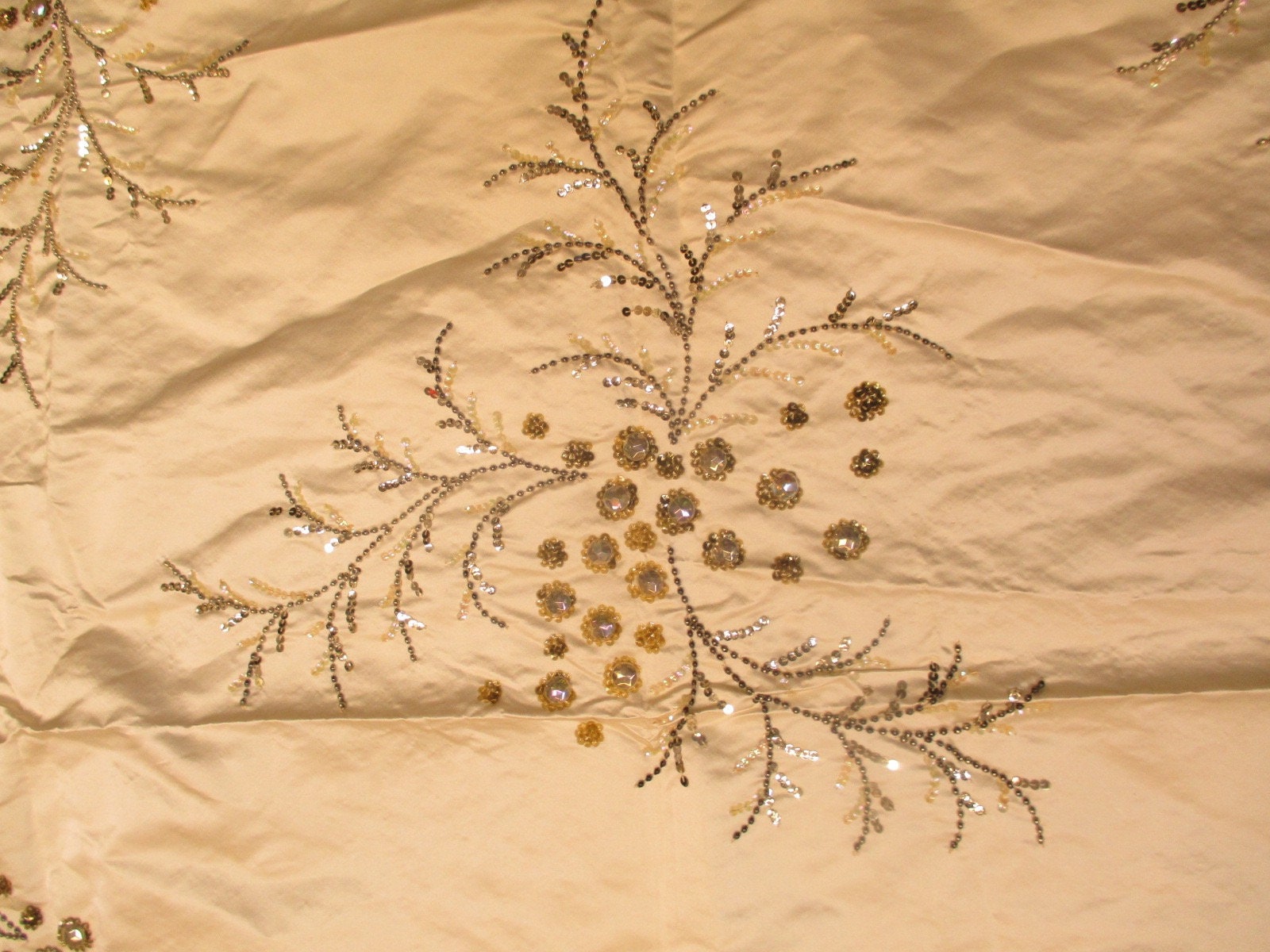 Antique Victorian Silk Fabric With Beading - Etsy