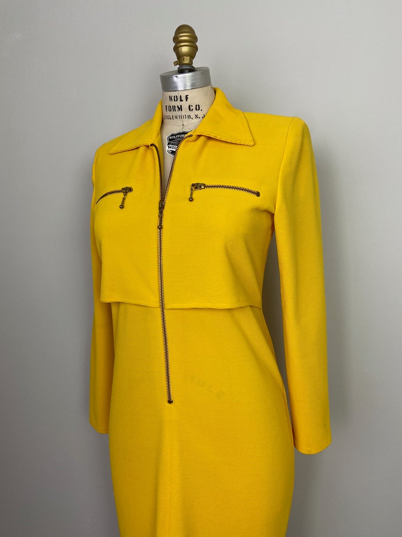 Vintage 60s Mod Mini Dress Yellow Zip up Medium - Etsy