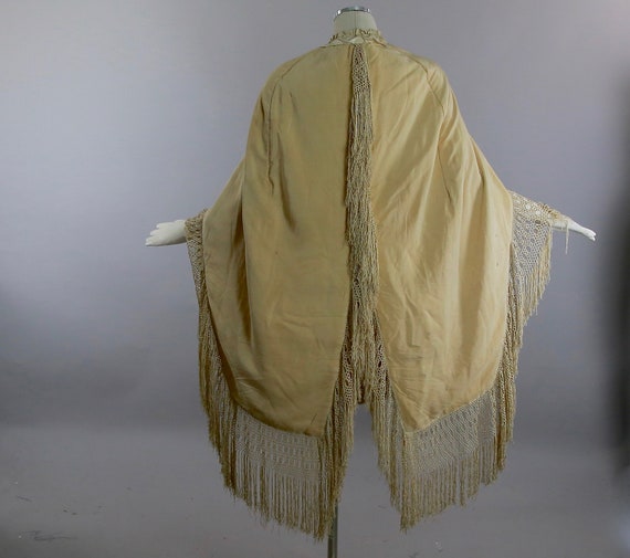 Antique Victorian Fringe Shawl long hand knotted trim… - Gem