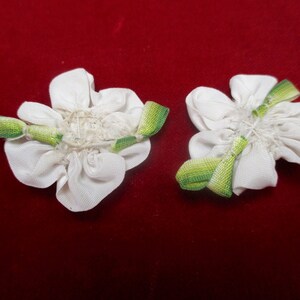 Antique White Silk Ribbon Rose Ribbon Art Rosettes 2 Pc - Etsy