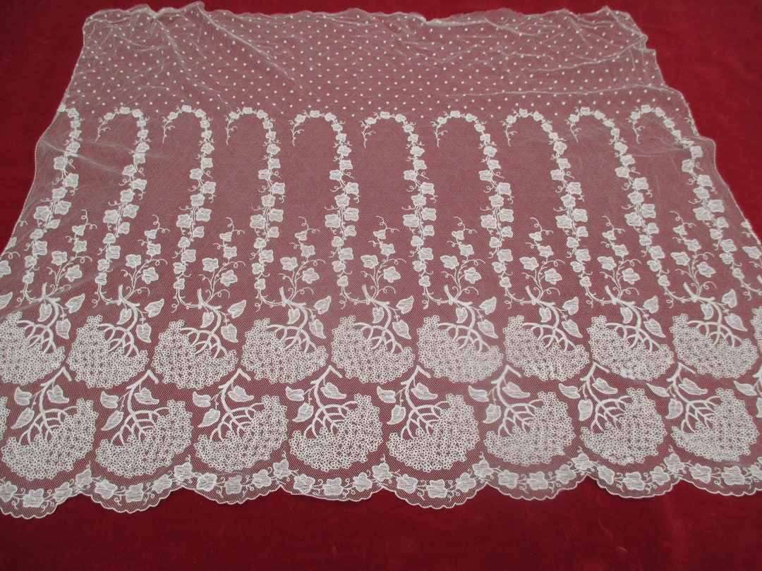 Antique Embroidered Lace Veil Bridal Net - Etsy