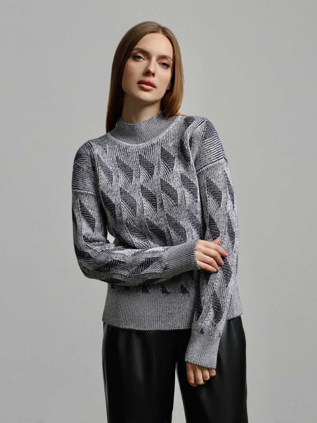 Elegant Italian Merino Wool Sweater With Stand-up Collar, Organic Knit ...