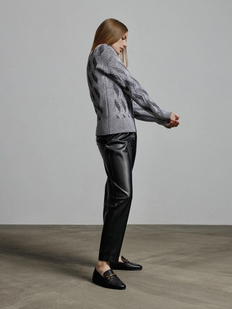 Elegant Italian Merino Wool Sweater With Stand-up Collar, Organic Knit ...