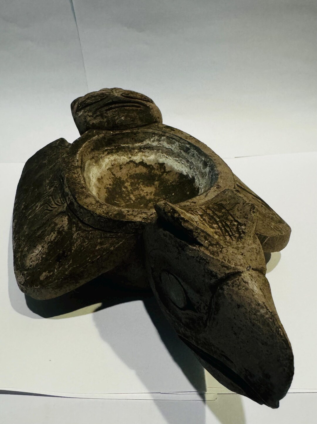 Amos Wallace alaska, Tlingit Carved Stone Raven-form Feast Bowl. - Etsy