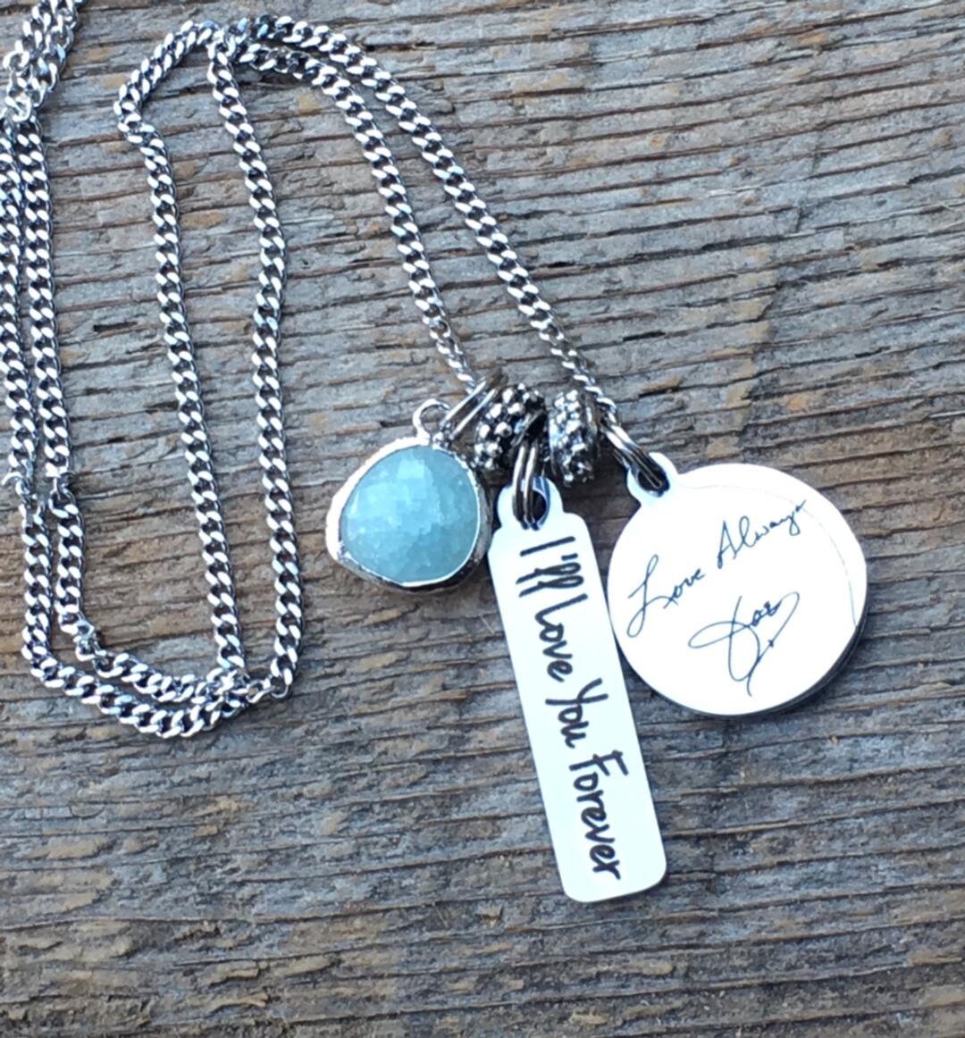 Handwriting jewelry sympathy gift I'll love you forever | Etsy