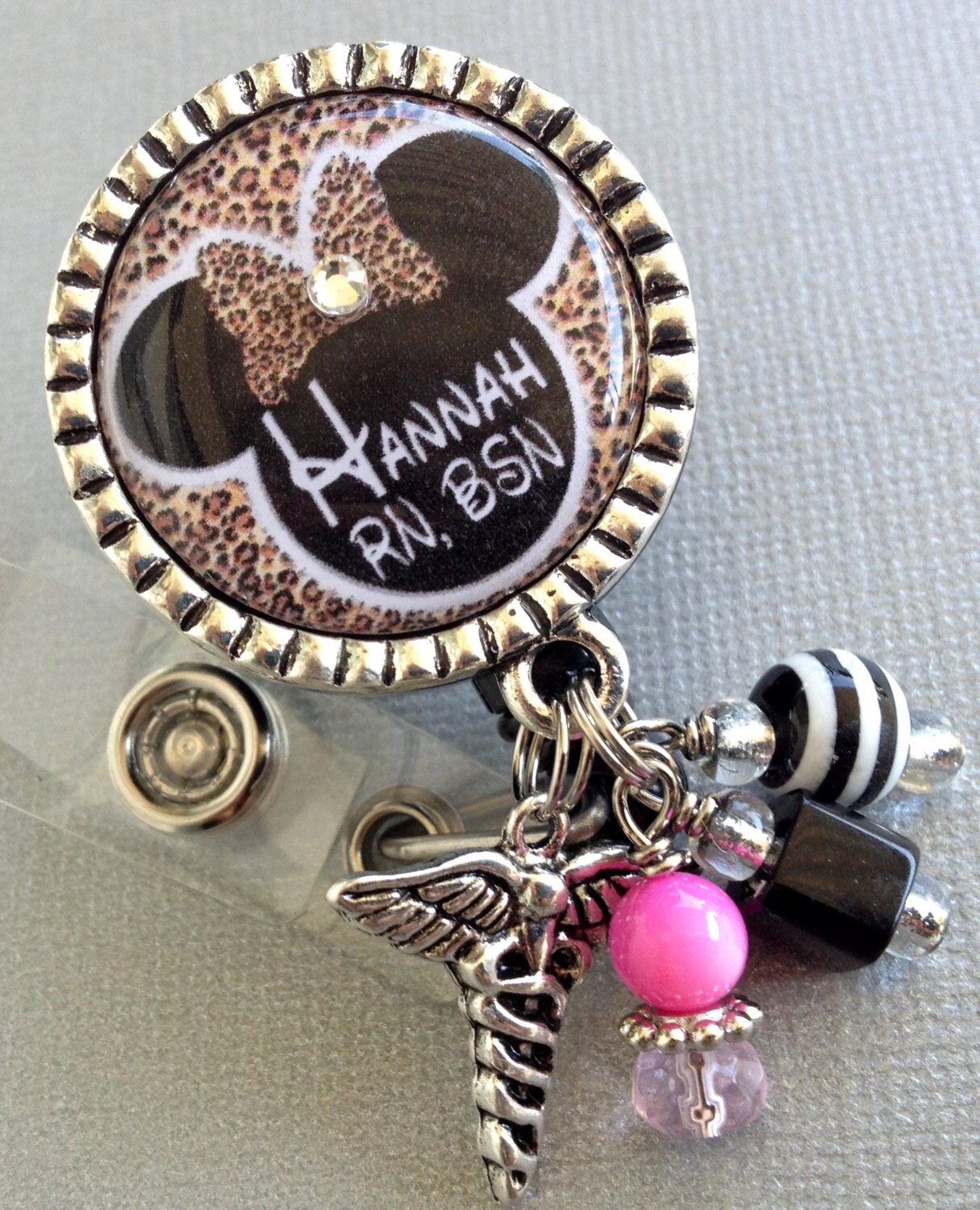 Nurse Mouse Inspired ID Badge Reel Personalized Name Silver - Etsy