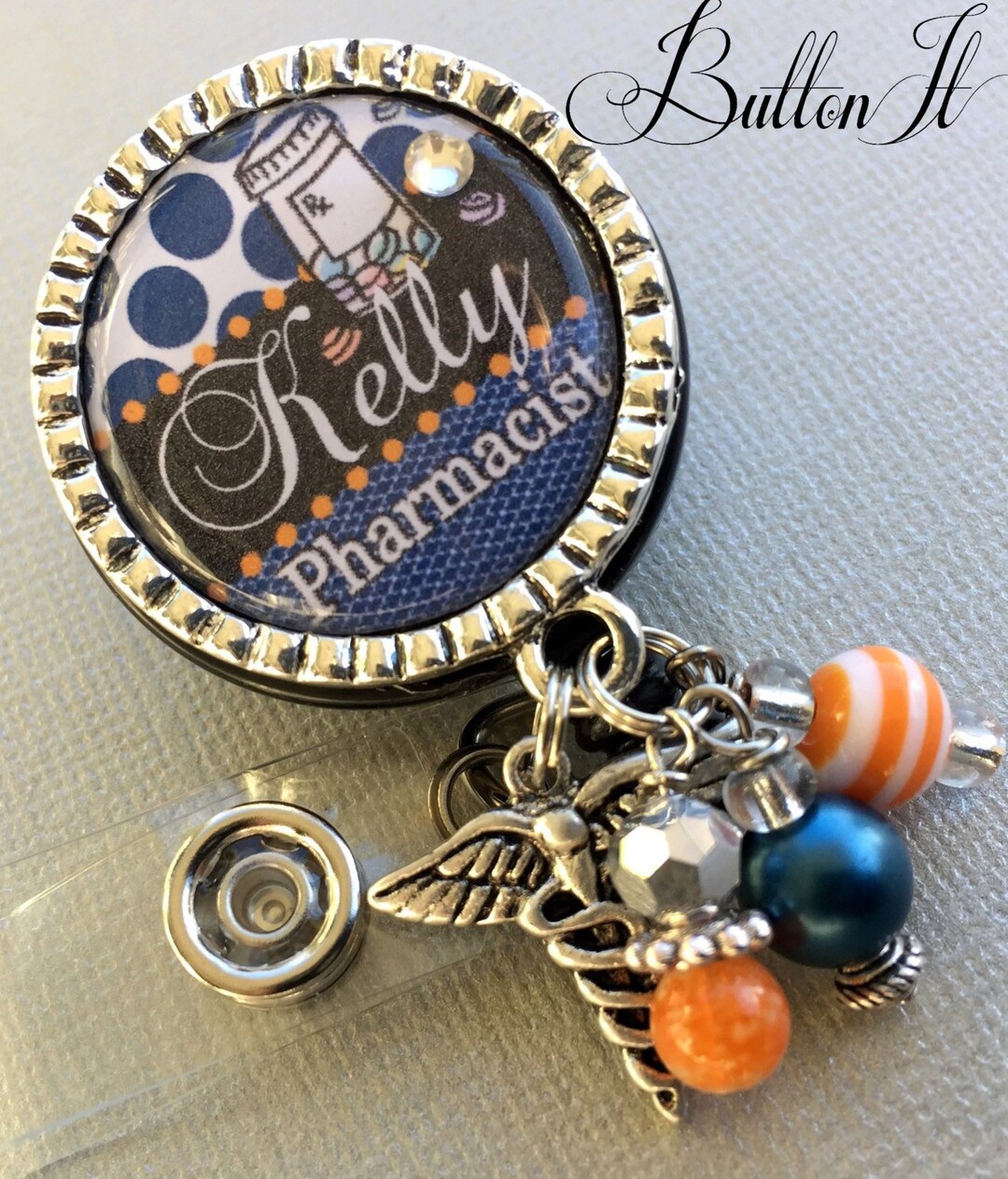 Pharmacist ID Badge Reel, Pharmacy Technician, Personalized Name Tag ...