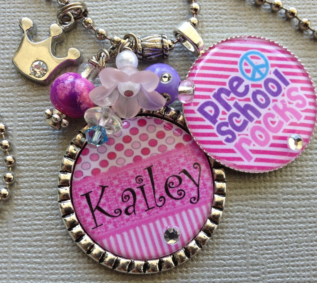 Back to School, Preschool Rocks, Personalized Necklace, Kindergarten ...