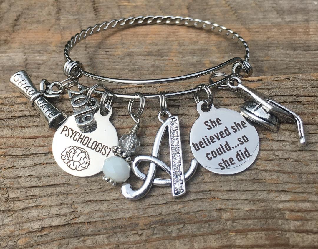 PSYCHOLOGIST, Class of 2023, GRADUATION Gift, Initial Jewelry, Graduate ...