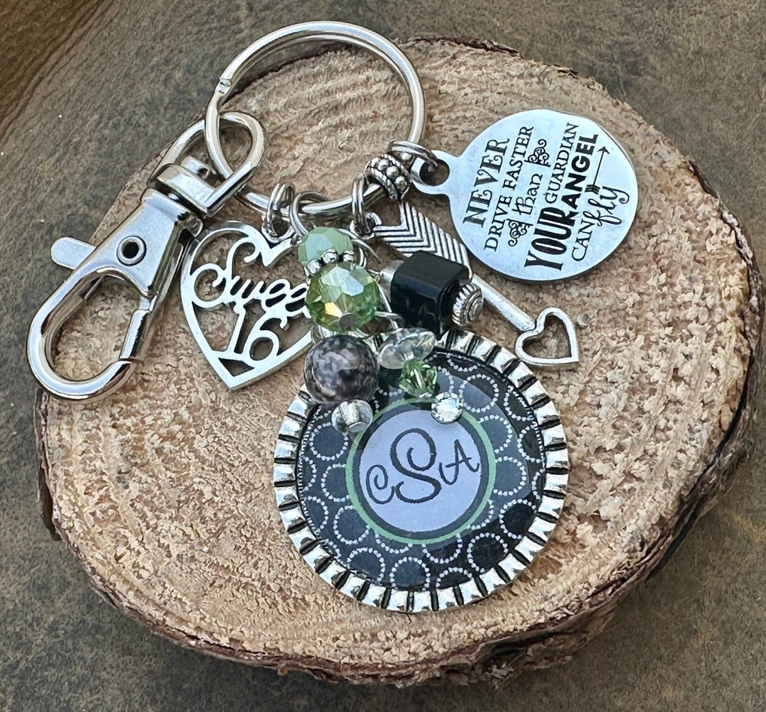 Sweet 16 Key Chain, Gift for Her, Never Drive Faster Than Your Guardian ...