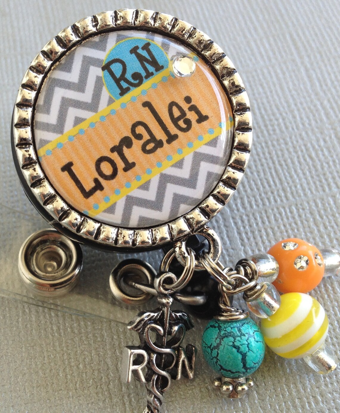 RN Nurse ID Badge Reel Personalized Name Chevron Geometric | Etsy