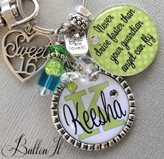 SWEET 16 Key Chain Personalized Gift Never Drive Faster Than | Etsy