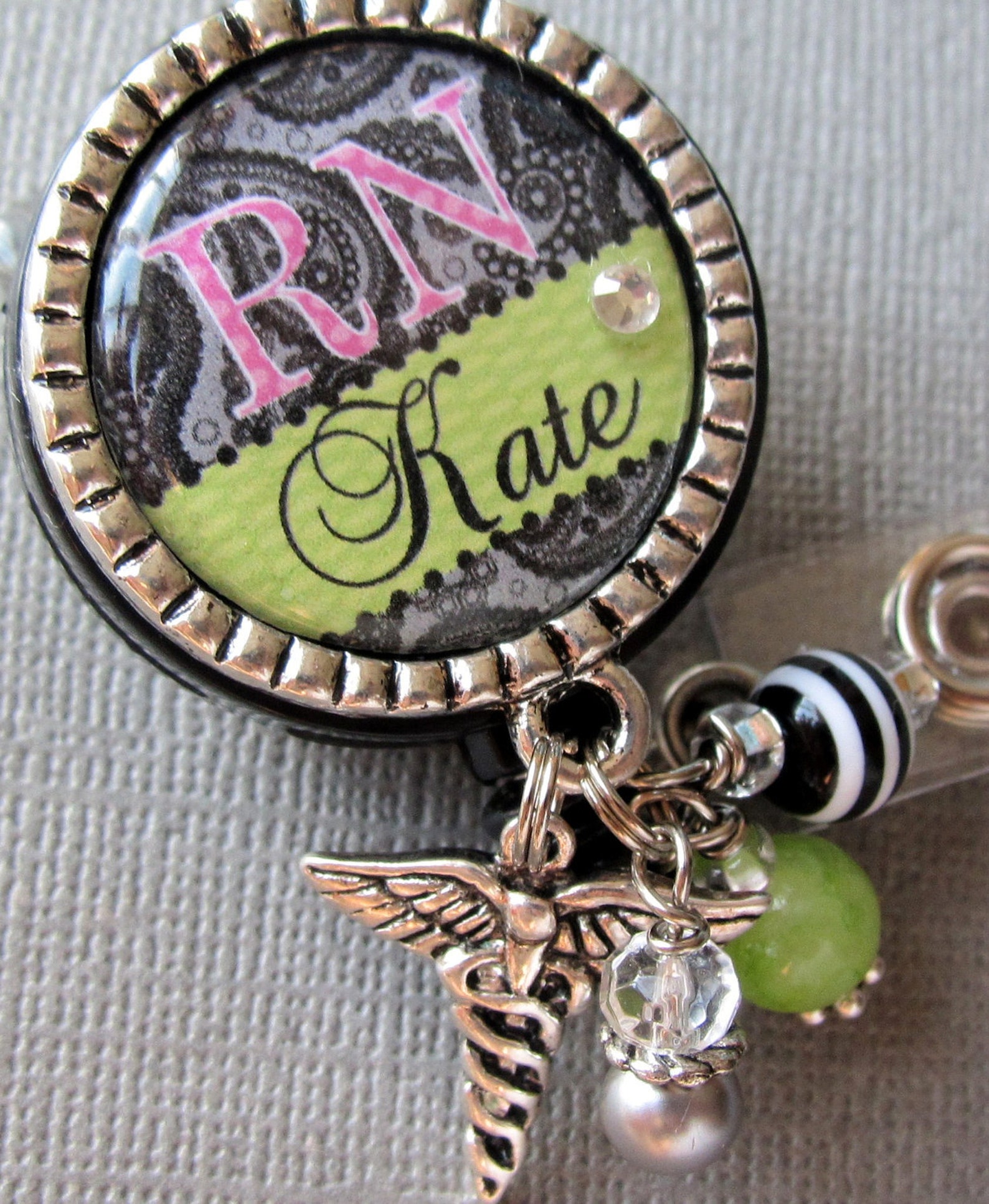 RN, NP Nurse ID Badge Reel Personalized Name Silver Pendant - Medical ...