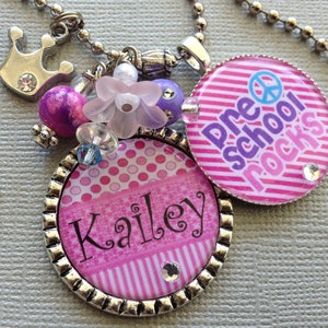 Back to School, Preschool Rocks, Personalized Necklace, Kindergarten ...