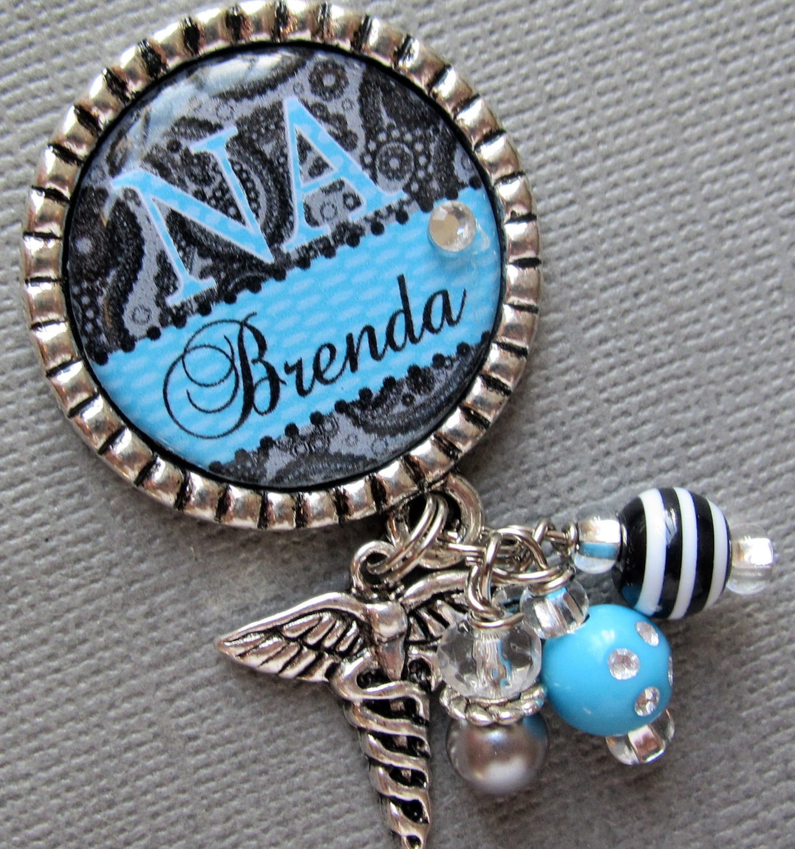 RN NP Nurse ID Badge Reel Personalized Name Silver Pendant - Etsy