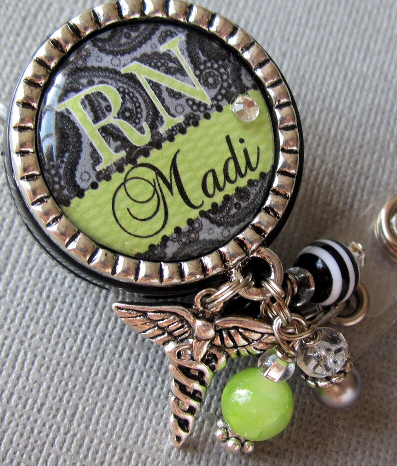 RN, NP Nurse ID Badge Reel Personalized Name Silver Pendant - Medical ...