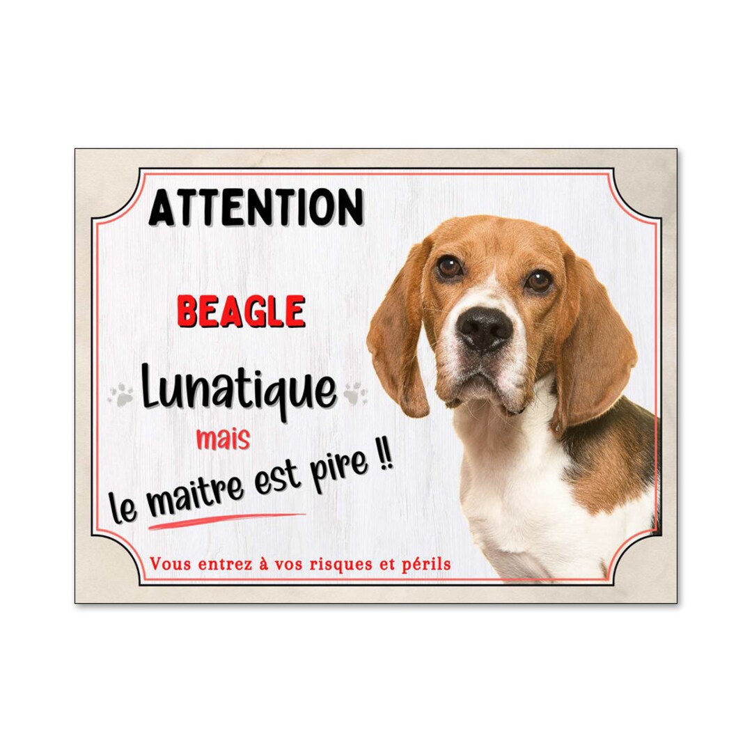 Warning Sign Whimsical Beagle Dog Stands Guard, Customizable Humor ...