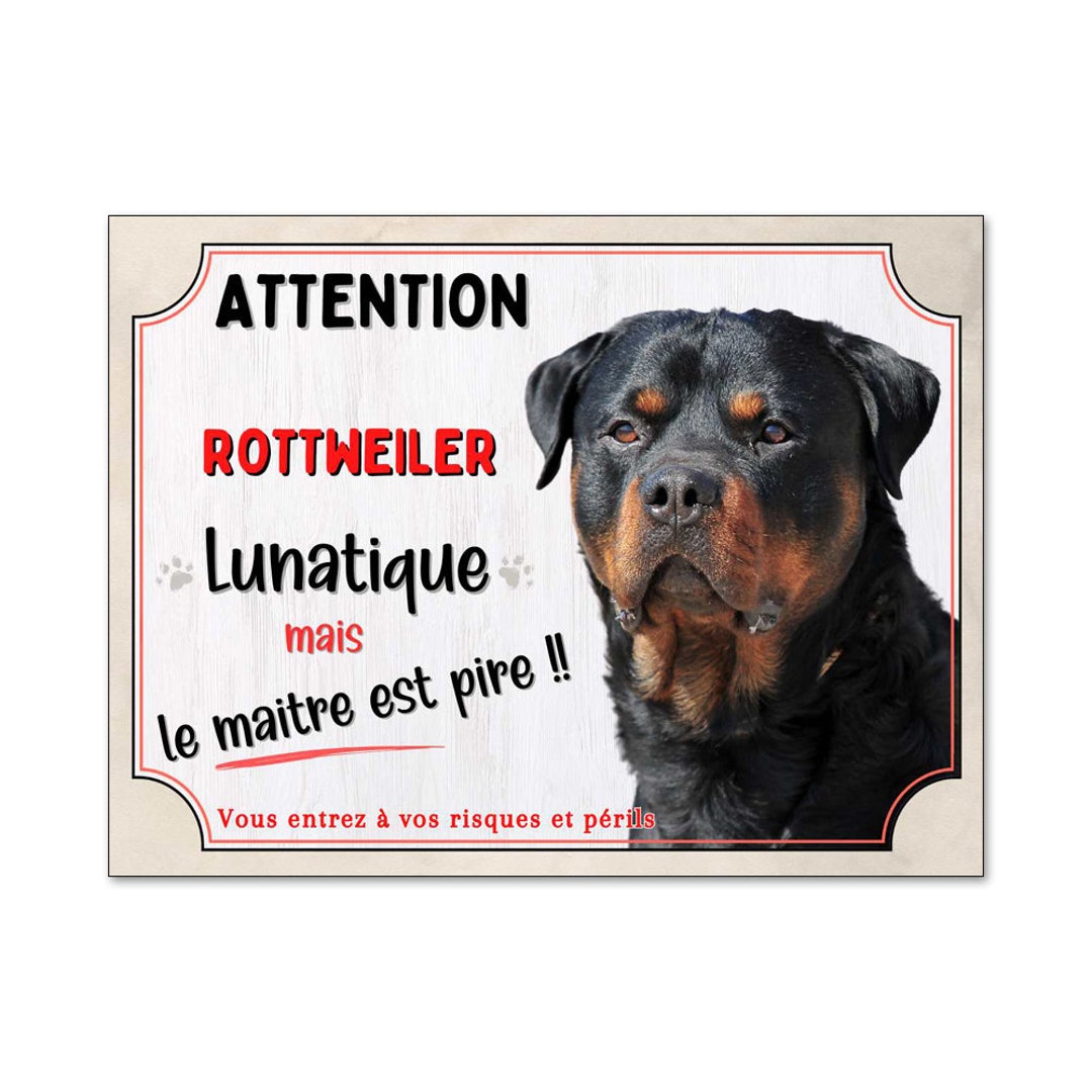 Warning Sign Whimsical Rottweiler Dog Stands Guard, Customizable ...