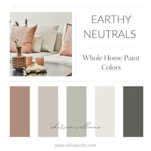 Earthy Neutrals Paint Color Palette, Sherwin Williams Colors, Digital ...