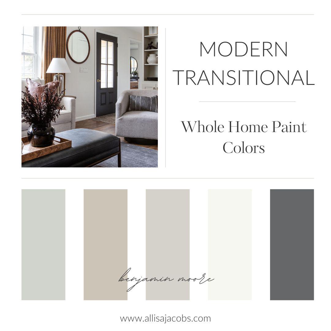 Transitional Paint Color Scheme for Whole House, Benjamin Moore Colors ...