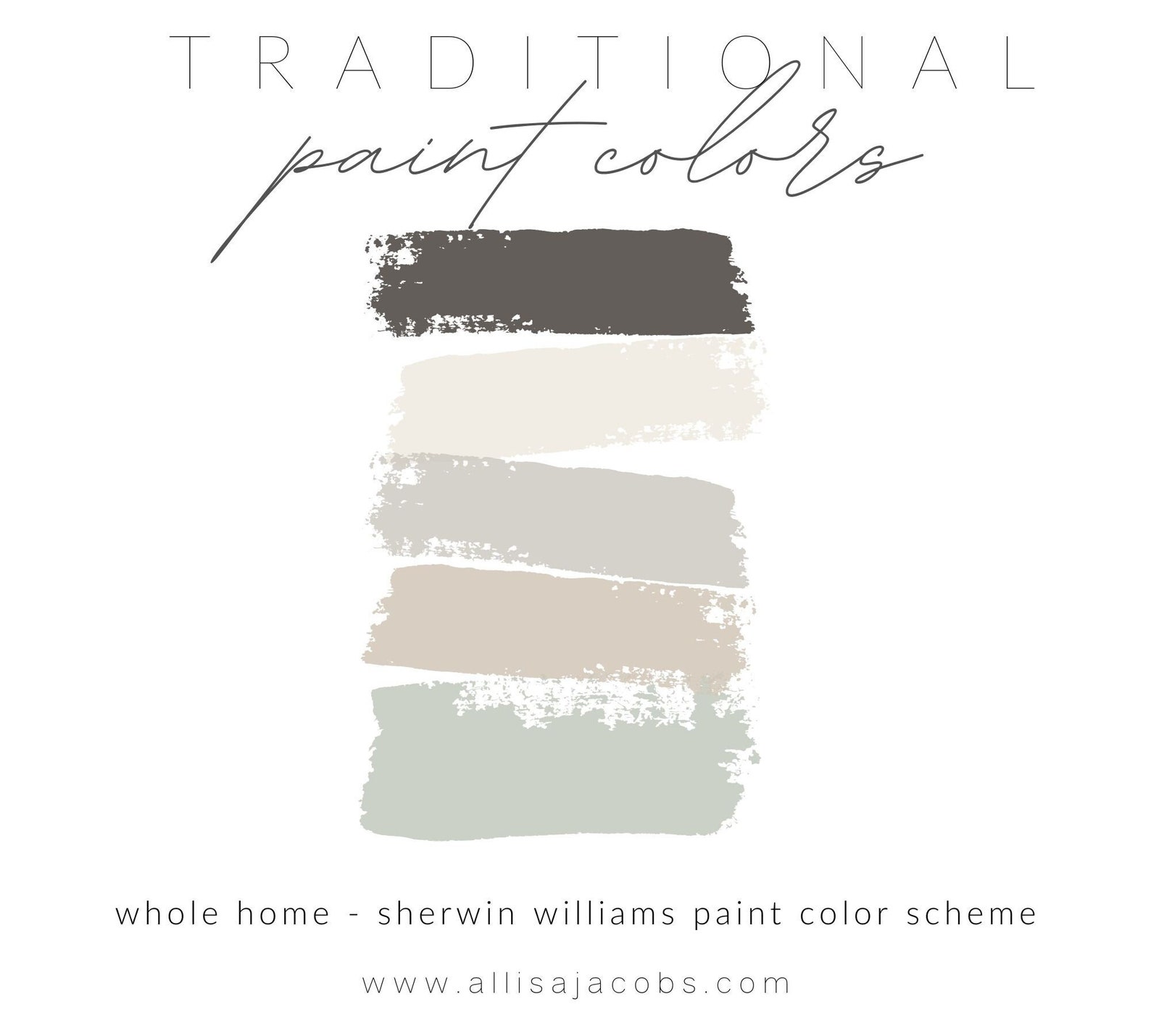Neutral Paint Color Palette for Traditional Home Design, Downloadable ...