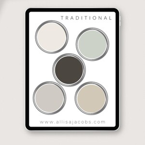 Neutral Paint Color Palette for Traditional Home Design, Downloadable ...