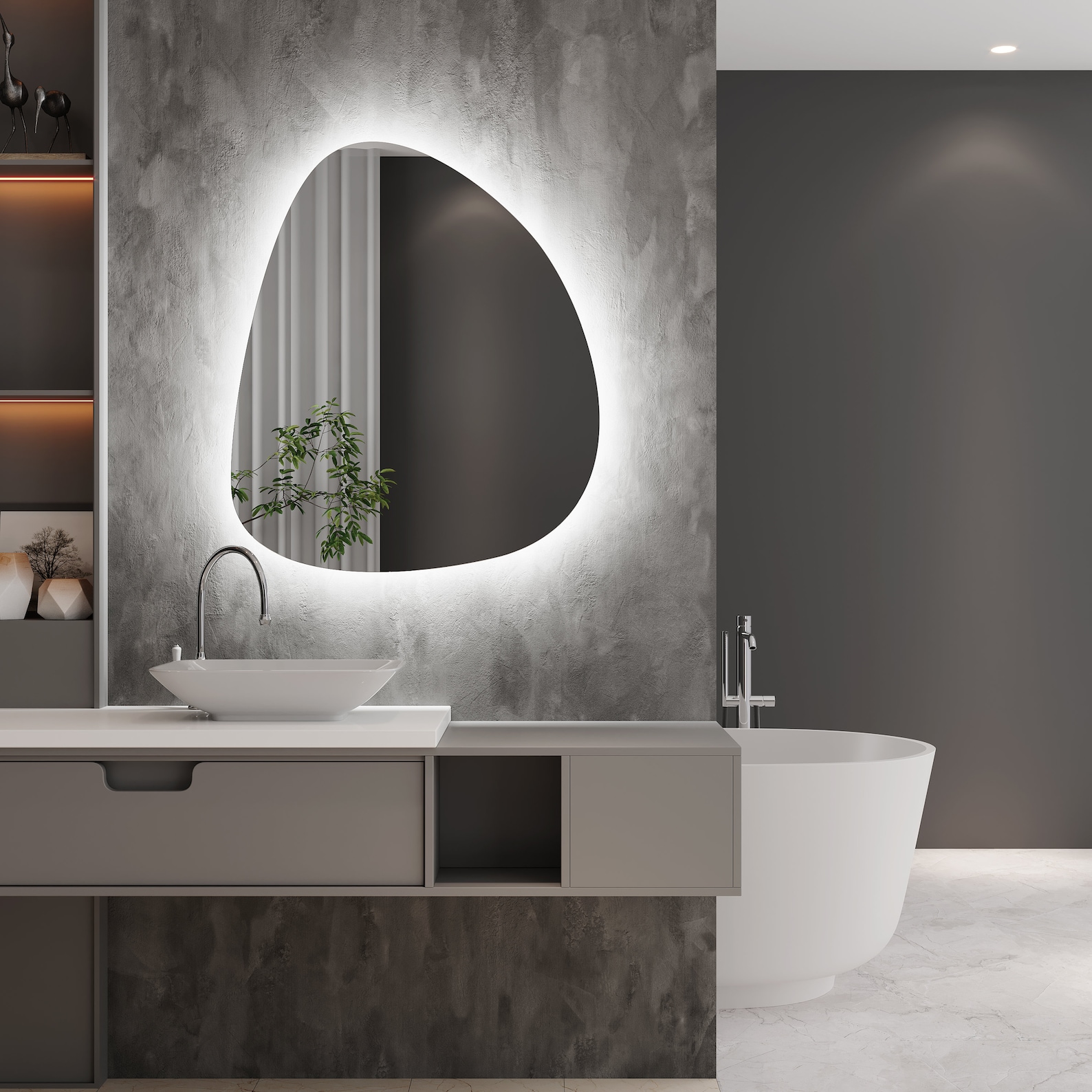 Asymmetric Mirror, Mirror, Irregular Mirror, Bathroom Mirror, Sink ...
