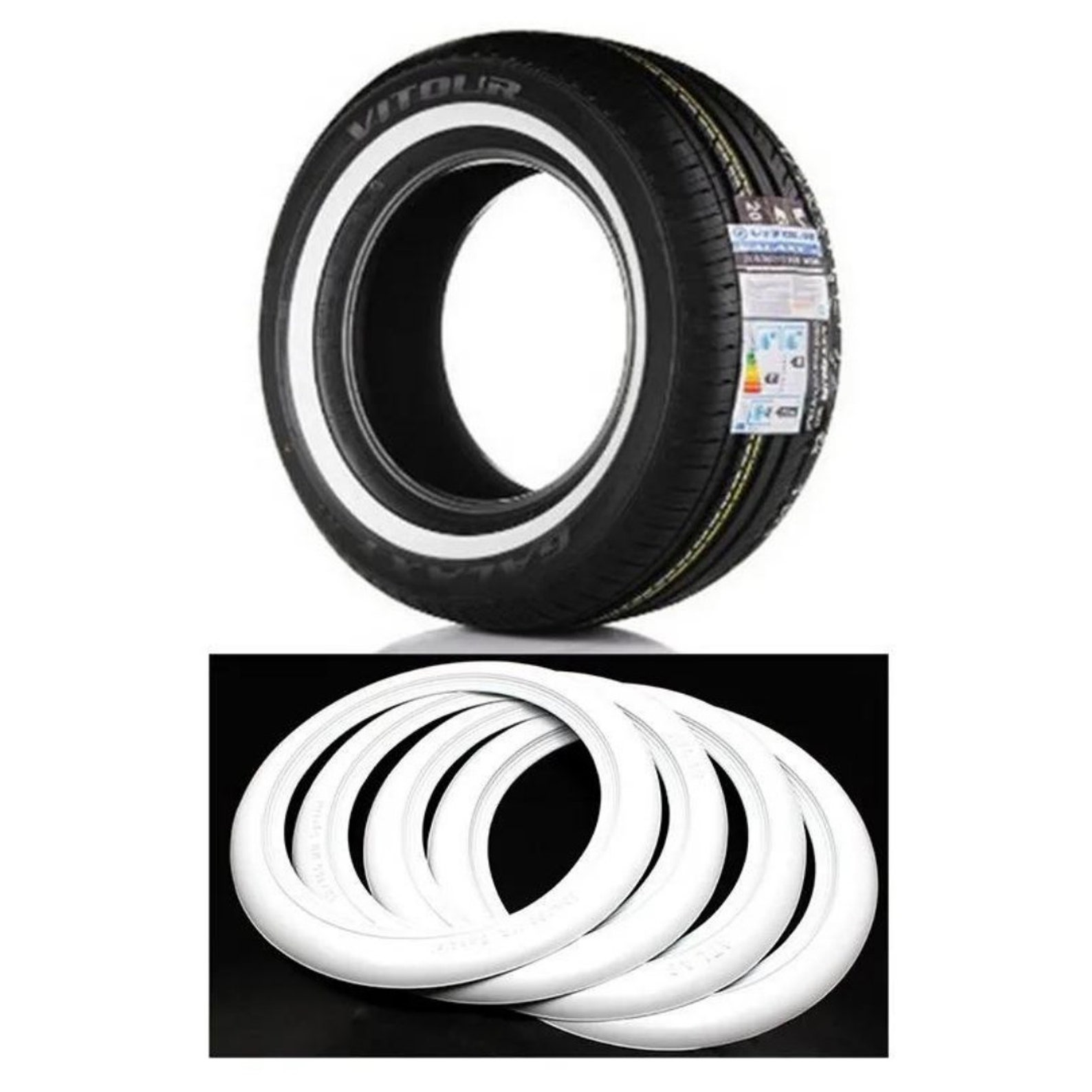 ATLAS Classic Tire Wide Black&white and White Wall Portawall Tire Insert Trim Set Tire ...