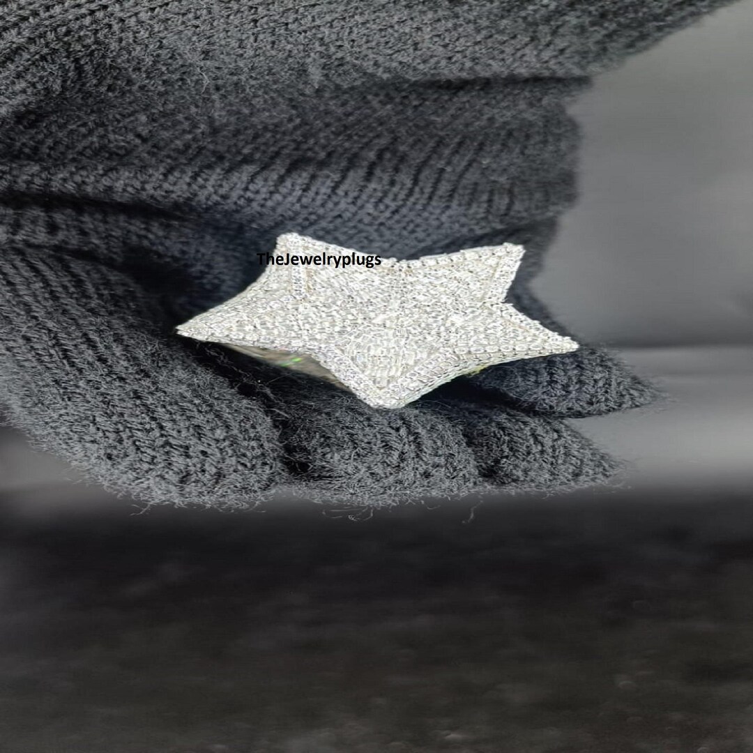 Men Hip Hop Ring Iced Out Ring Star Ring Pinky Ring Moissanite Diamond ...