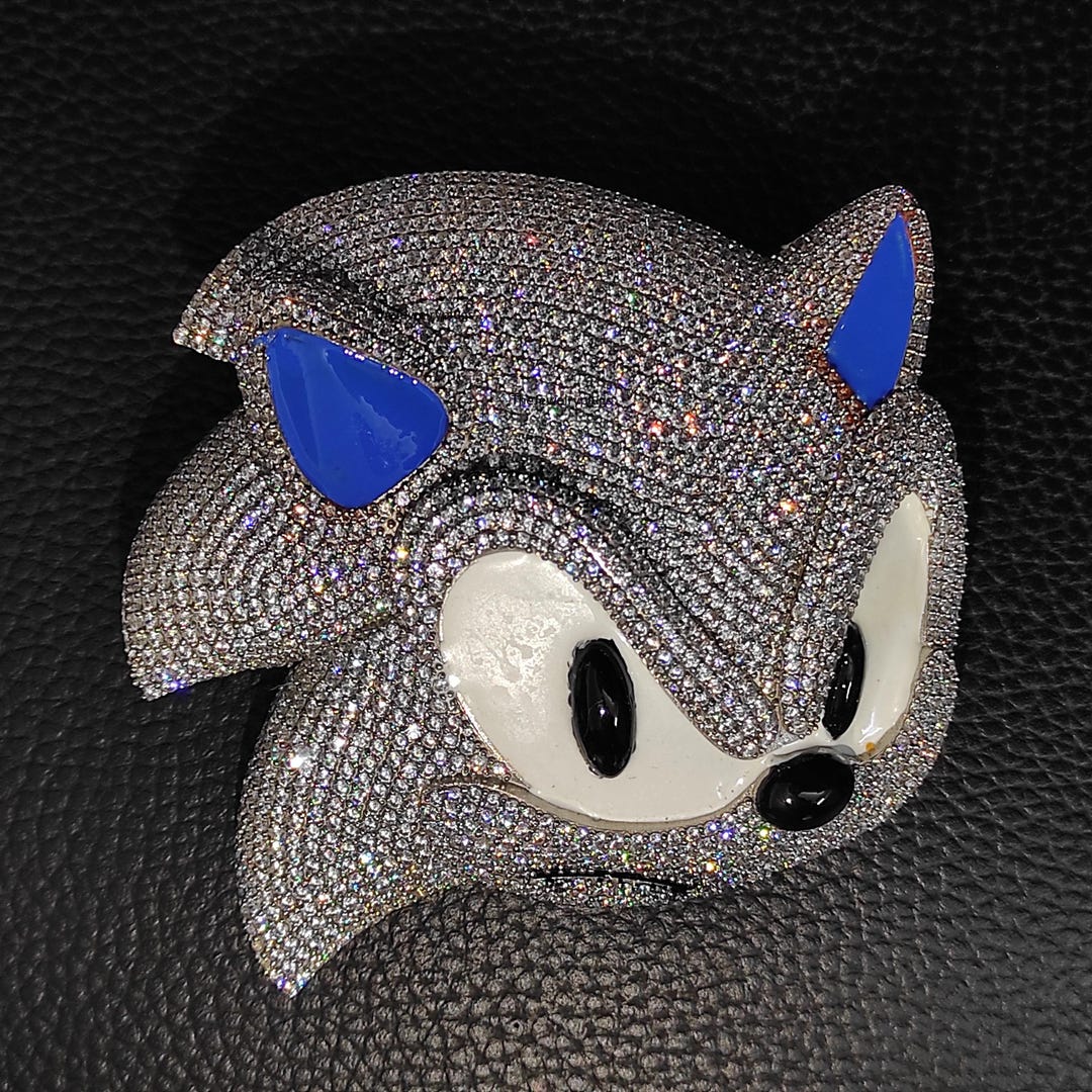 3D Cartoon Sonic Pendant Enameling Pendant Moissanite Diamond Pendant ...