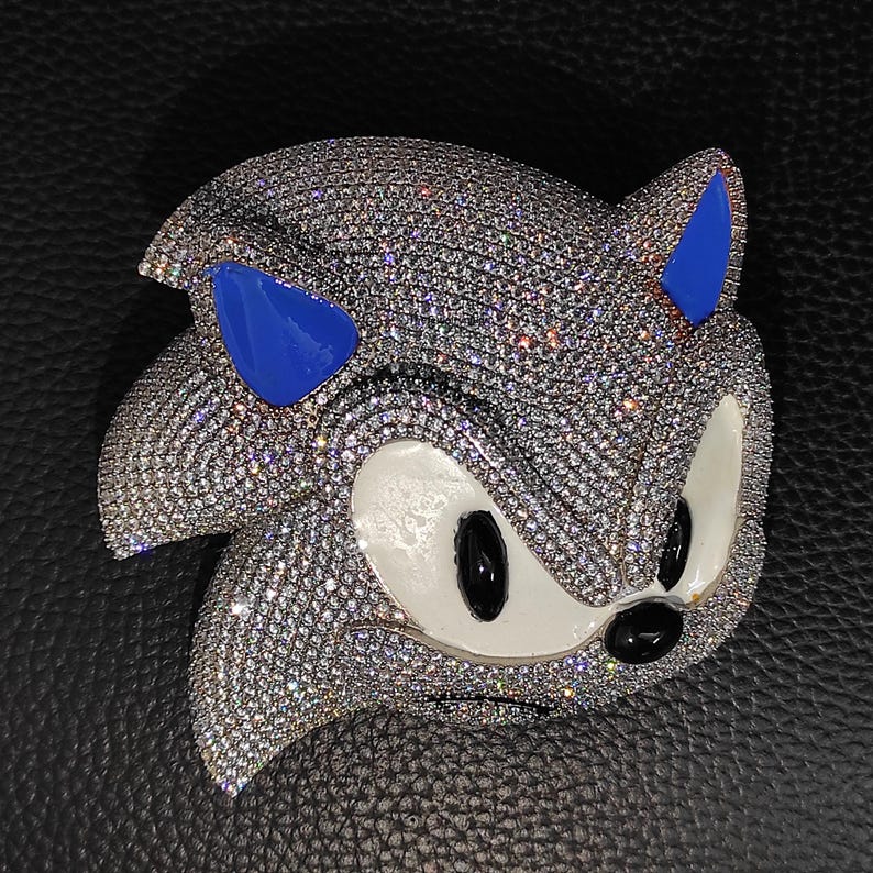 3D Cartoon Sonic Pendant Enameling Pendant Moissanite Diamond Pendant ...