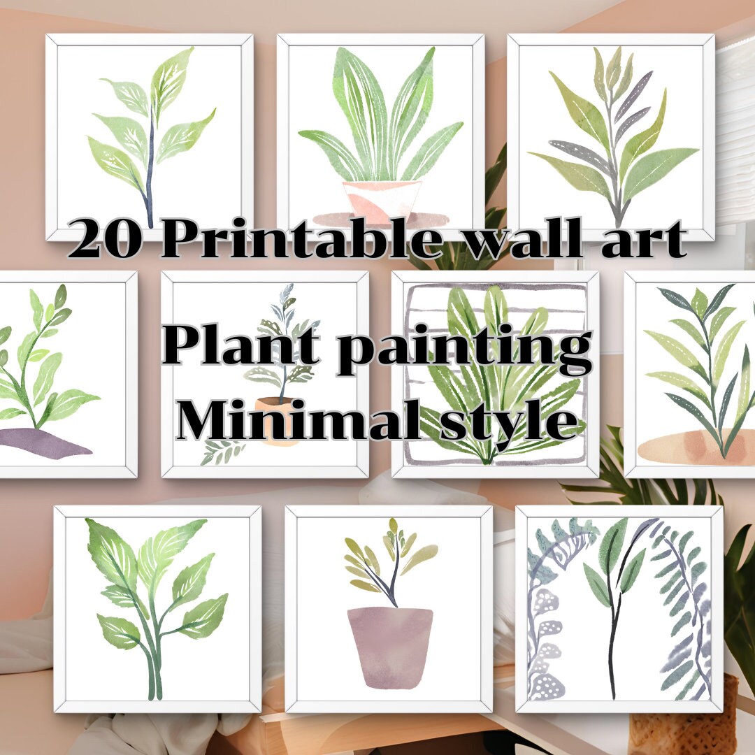 Set of 20 Minimalist Plant Wall Art Prints - Etsy