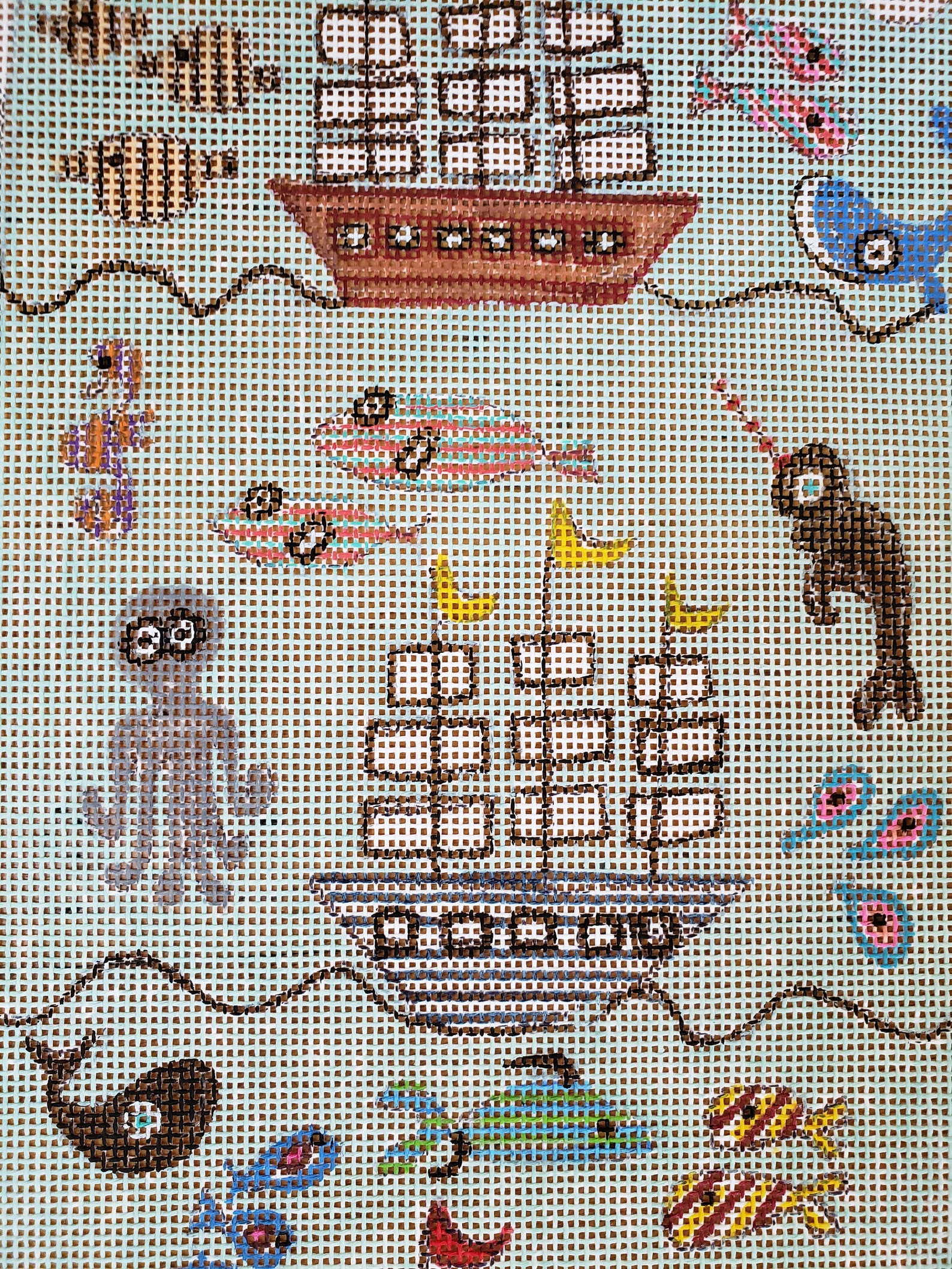 These Three Ships Painted Needlepoint Canvas Original Design - Etsy