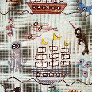 These Three Ships Painted Needlepoint Canvas - Original Design - Etsy