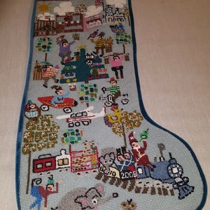 Christmas Train- Original Design Needlepoint Christmas Stocking. Sample ...
