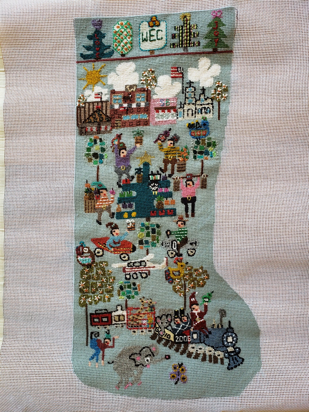 Christmas Train- Original Design Needlepoint Christmas Stocking. Sample ...