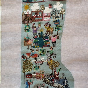 Christmas Train- Original Design Needlepoint Christmas Stocking. Sample ...