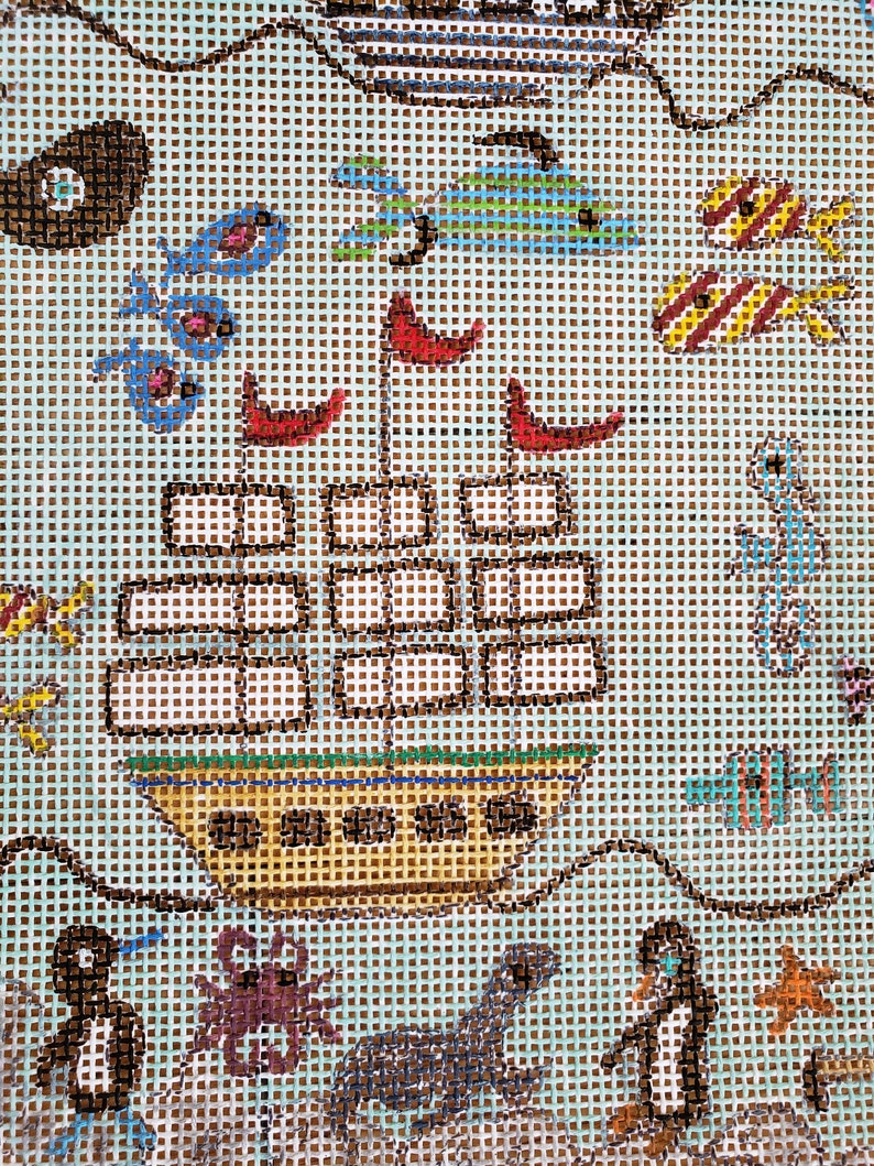 These Three Ships Painted Needlepoint Canvas Original Design - Etsy