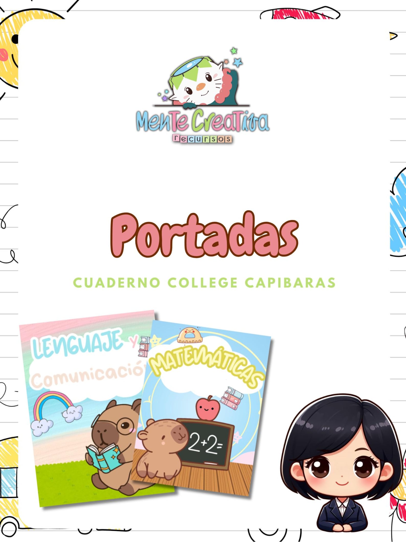 Portadas de Cuadernos "College Capibaras" – Diseños únicos para ...