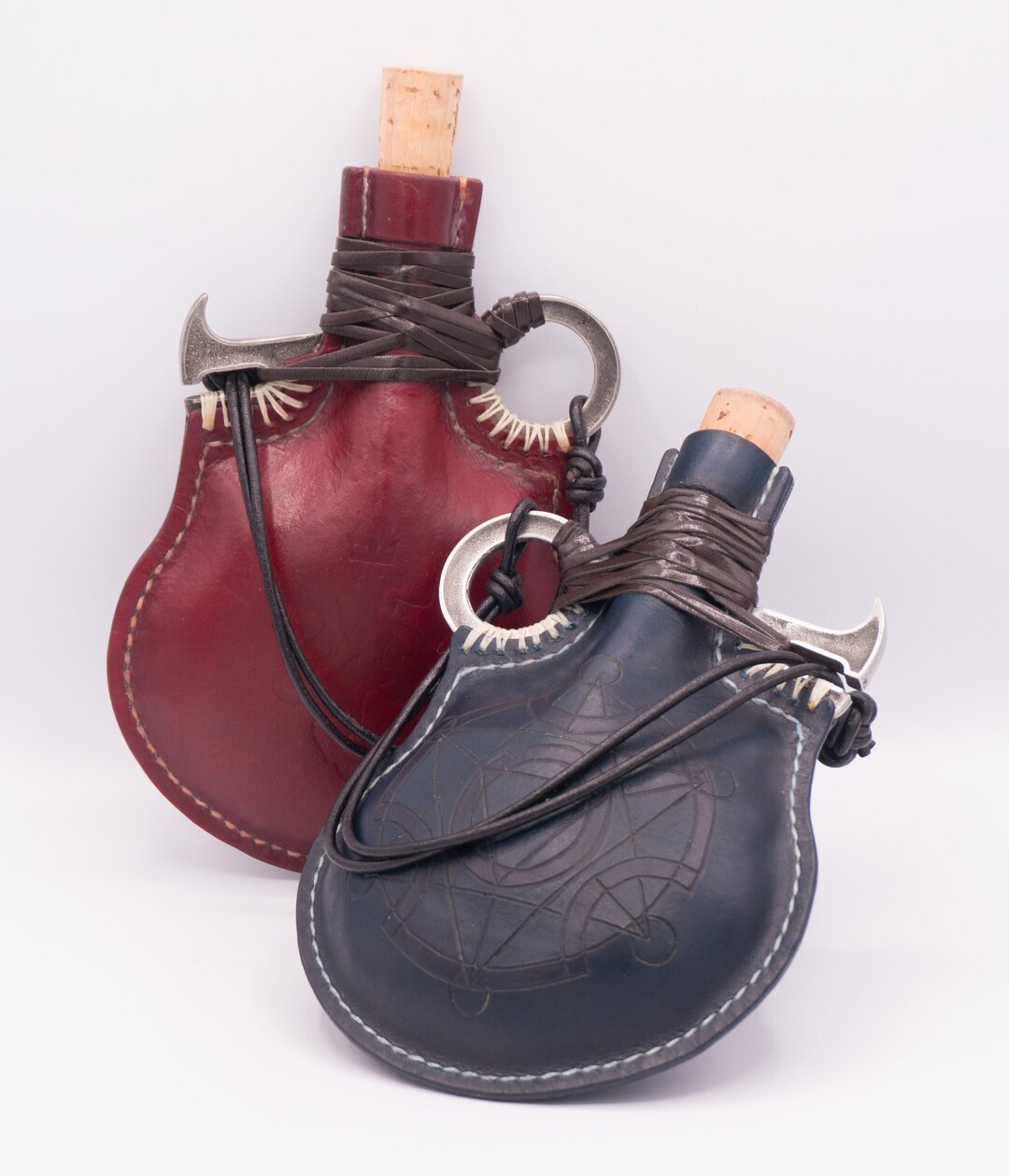 Custom Potion Bottles - 8oz Leather Costrel's With Metal Accents (for ...