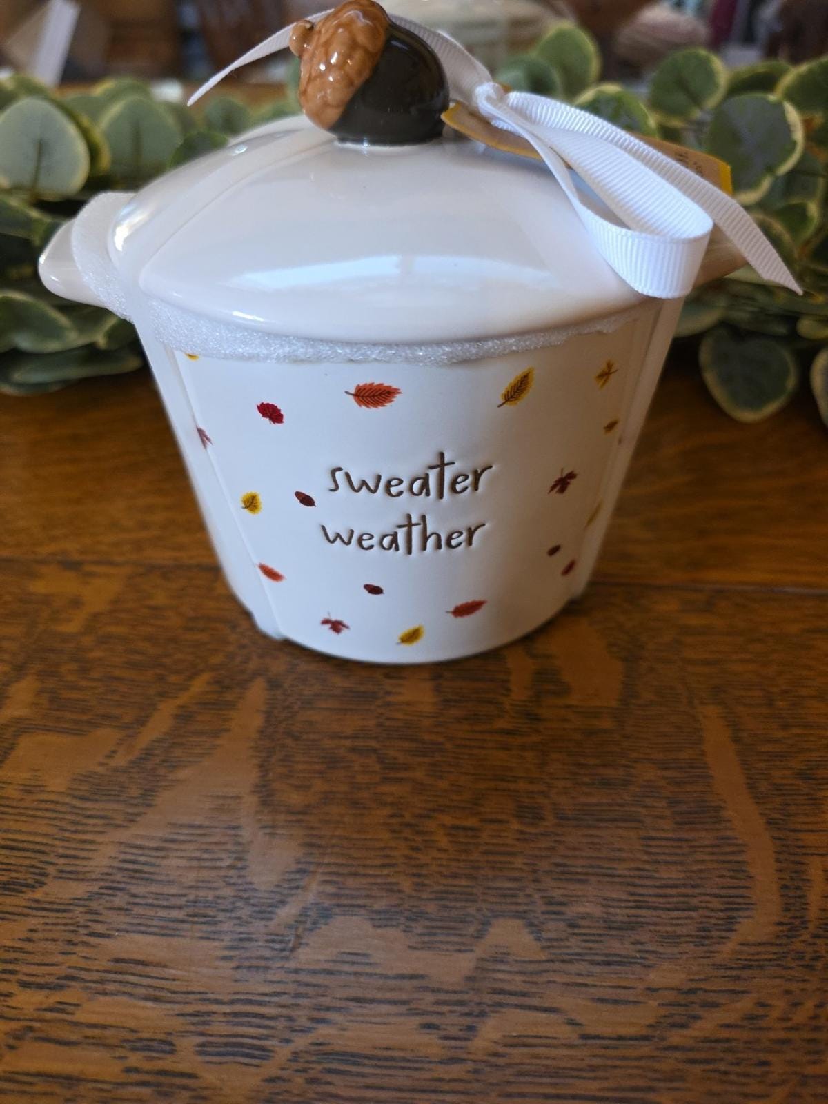 Rae Dunn Snoopy Peanuts Sweater Weather Fall Leaf Mini Bake Crock Acorn ...