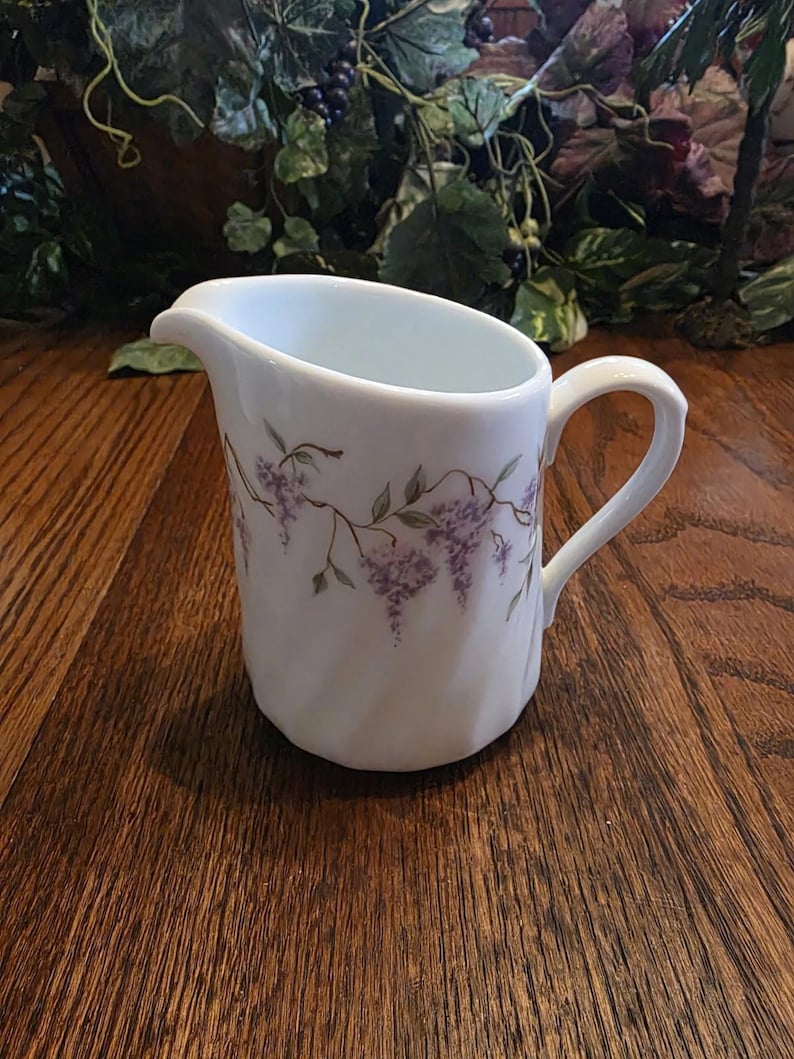 Corning Corelle Porcelain Wisteria Creamer & Sugar Set Purple Floral ...