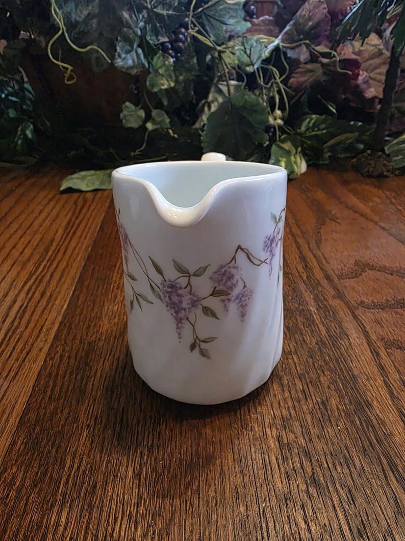 Corning Corelle Porcelain Wisteria Creamer & Sugar Set Purple Floral ...