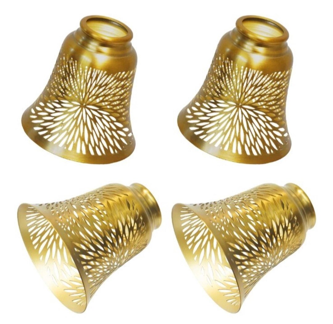 4 Pack Gold Metal Chrysanthemum Cut Out Ceiling Fan Light Covers Lamp ...