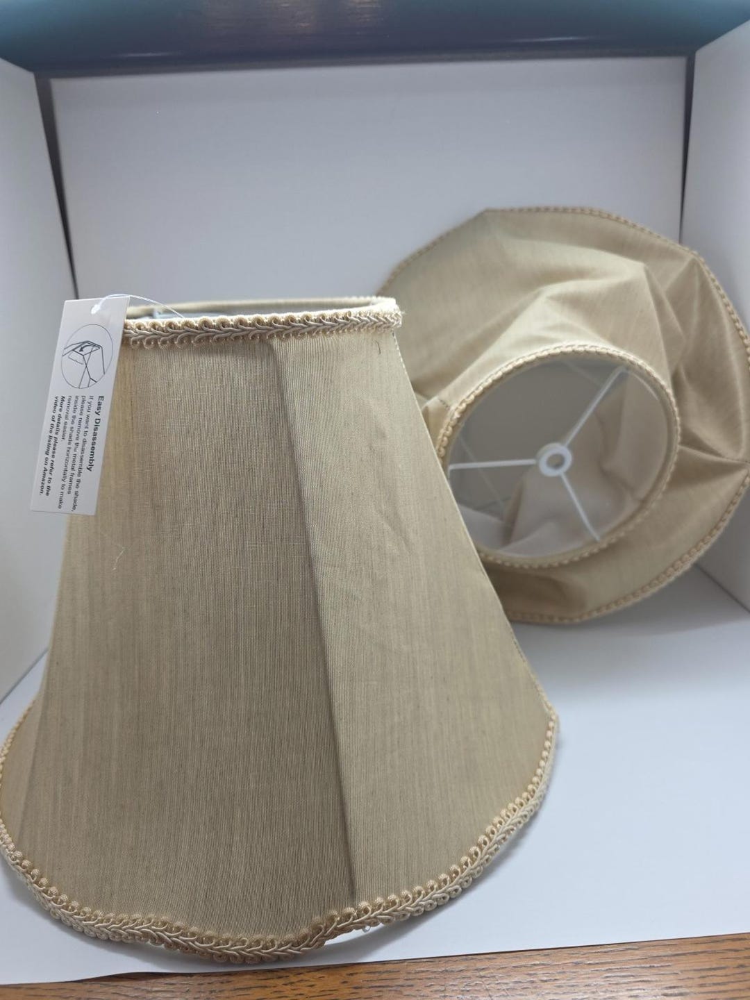 Set of 2 Bell Lamp Shade Scalloped Light Gold Sheer Softback 6"t X 10"h ...
