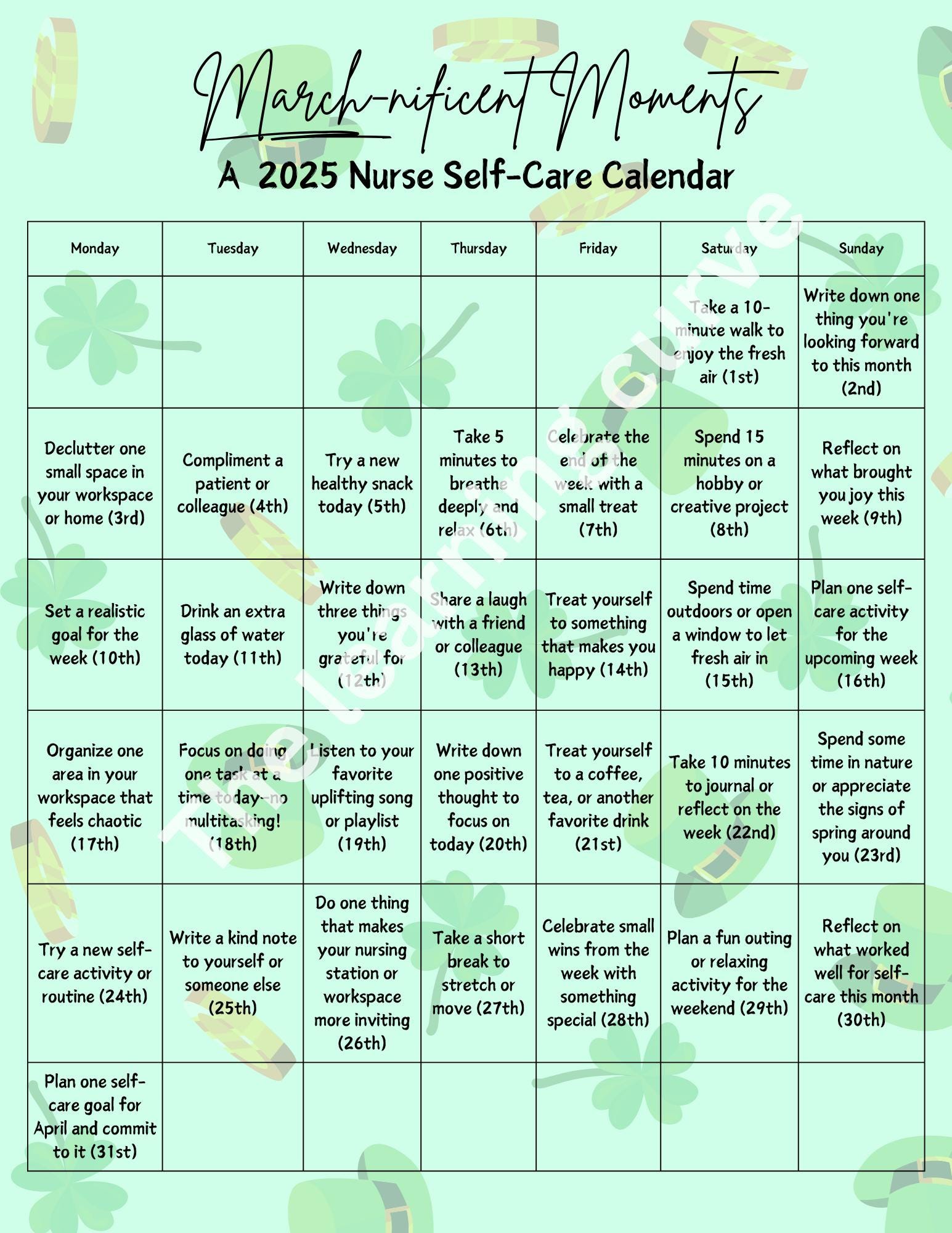 A 12 Month Self-care Calendar: Personal Growth & Balance for Nurses - Etsy