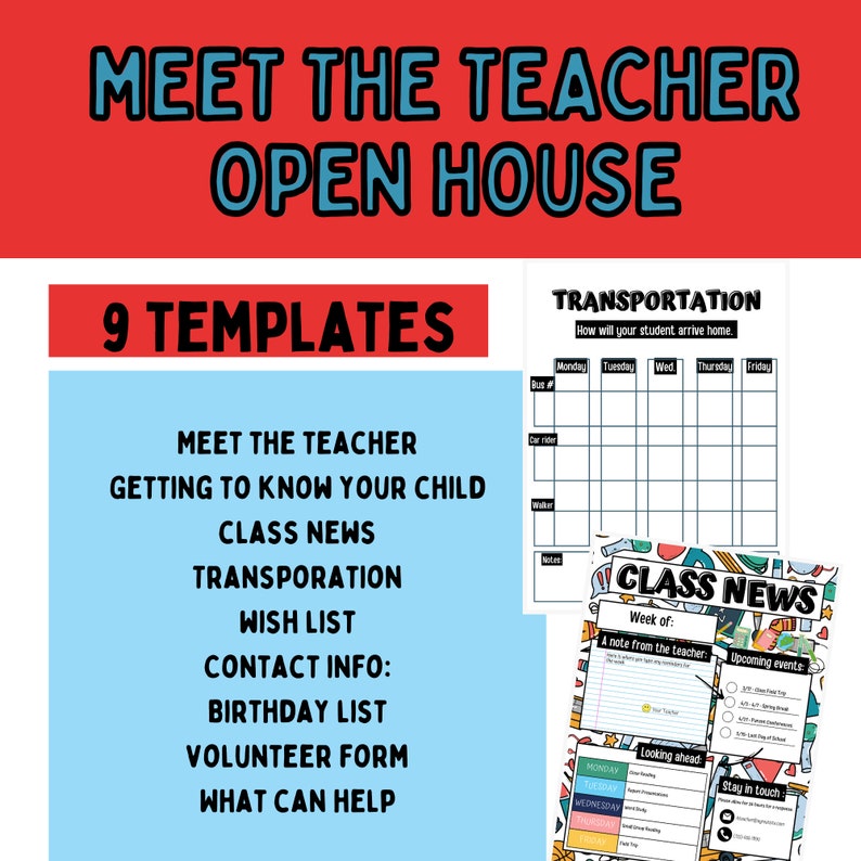Back to School Editable in Canva 4 Styles Meet the Teacher Open House ...