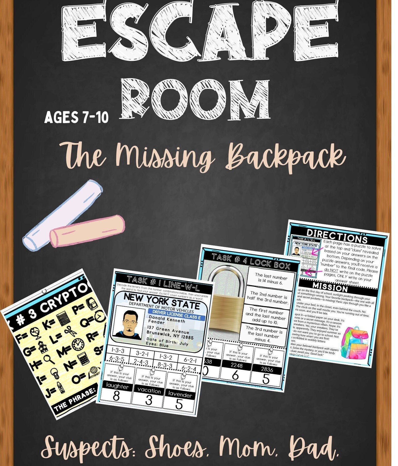 Printable Kids Escape Room, Back to School Escape Room, 7-11 Year Olds ...