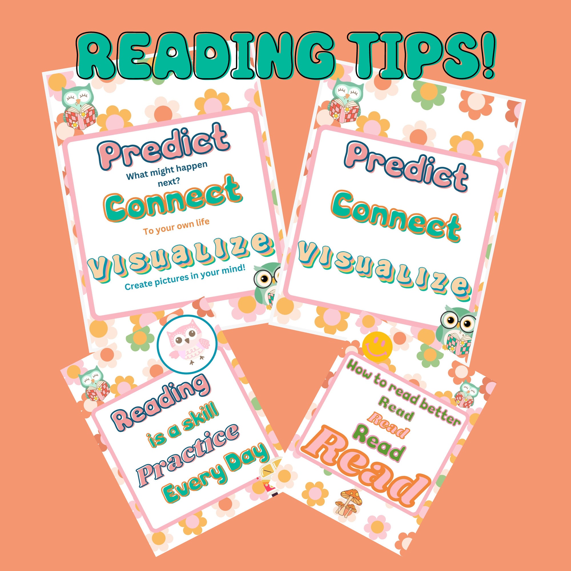 Groovy Owl Reading Posters Reading Corner Posters Reading Tips Poster ...